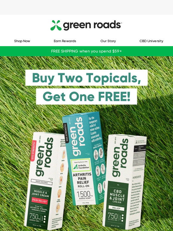 Green Roads CBD: Buy 2, Get 1 Free on All Topicals! | Milled