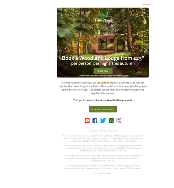 Center Parcs: Woodland Lodges from £23* per person, per night | Milled