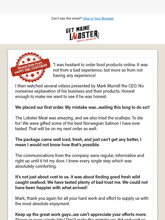 Get Maine Lobster: First order was a mistake. | Milled