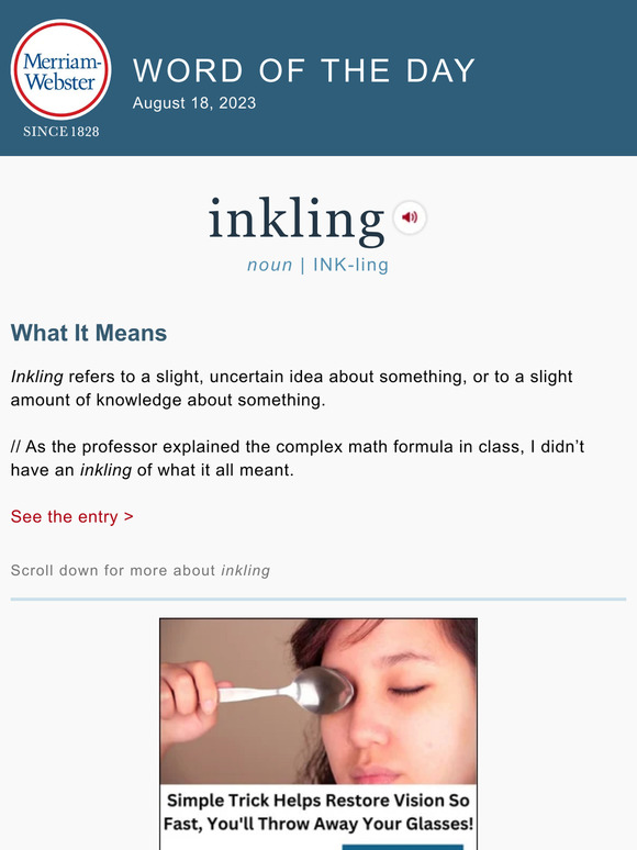 Merriam-Webster: Inkling - plus, More Commonly Misspelled Words | Milled