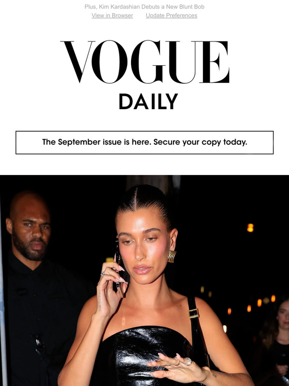 VOGUE: Hailey Bieber Brings a Dominatrix Mood to Her Date-Night Look ...