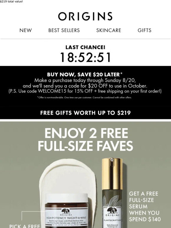 Origins: Only HOURS Left: FREE Set + 2 FREE FULL-SIZE Faves | Milled