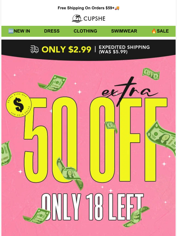 Cupshe: 📣 Hurry Friend! $50 OFF Only 18 Left | Milled