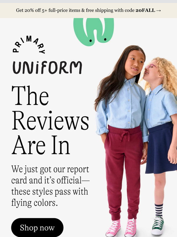 Primary: Our Uniform styles just earned straight A's. | Milled