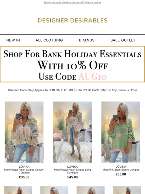 Designer Desirables: 🤩 Shop Our NEW Bank Holiday Essentials With 10% ...