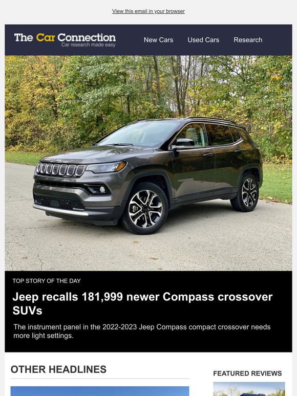 The Car Connection: Jeep recalls 181,999 newer Compass crossover SUVs ...