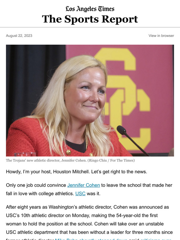 Los Angeles Times: The Sports Report: USC has a new athletic director ...