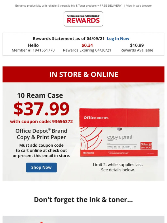 Office Depot: Paper that Delivers: $37.99 for 10-ream Office Depot ...