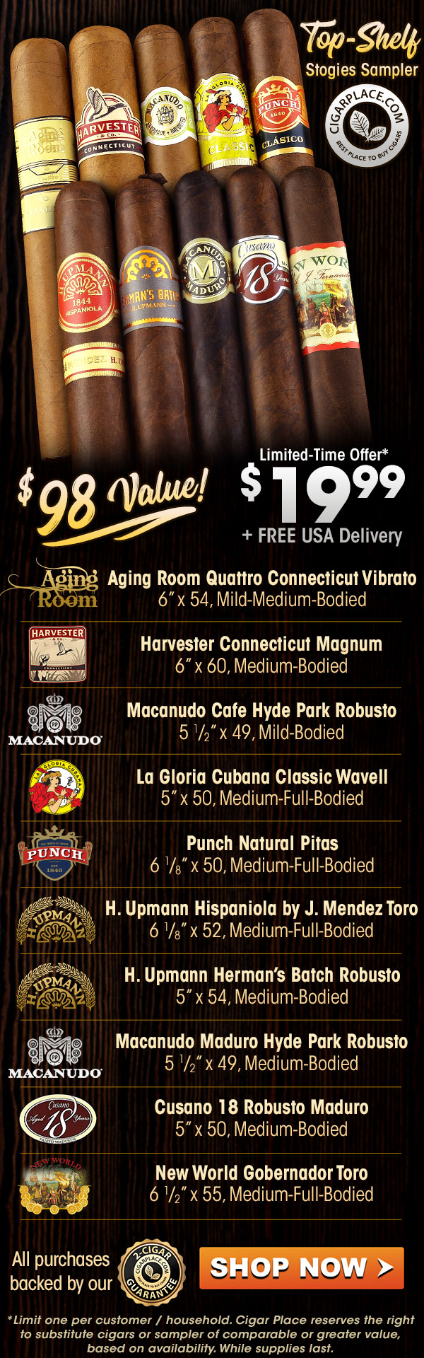 Cigar Place: Hi there, save 80% on TEN TOP-SHELF stogies from BIG ...