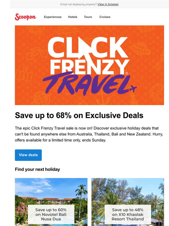 Scoopon: Click Frenzy Travel NOW ON! Save up to 68% on Incredible ...