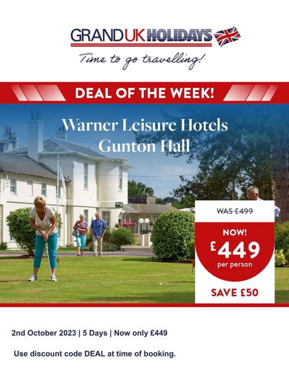 Grand UK Holidays: Deal of the Week - Warner Leisure Hotels Gunton Hall ...