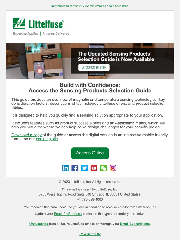 Littelfuse: Now Available: Sensing Products Selection Guide | Milled