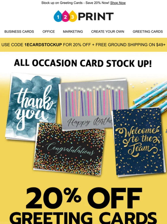 123Print: Final Days: SAVE 20% on Greeting Cards for Any Occasion! | Milled