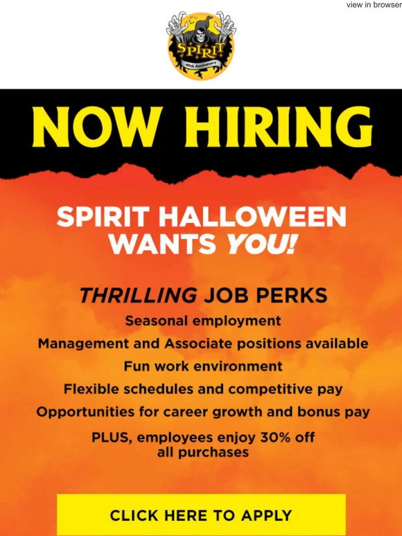 Spirit Halloween: 🚨 Spirit Halloween is STILL hiring! | Milled