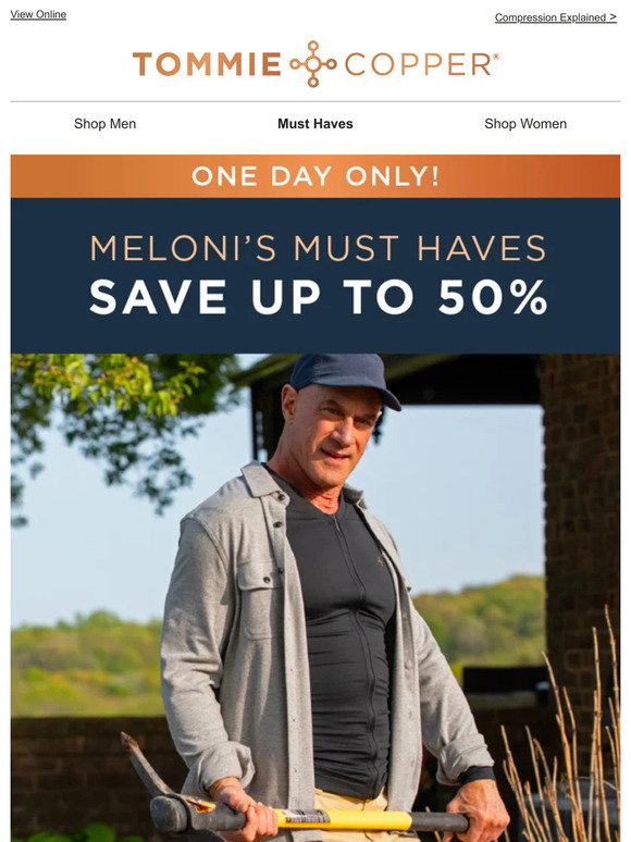 Tommie Copper: Up to 50% OFF Chris Meloni's Top Picks | Milled