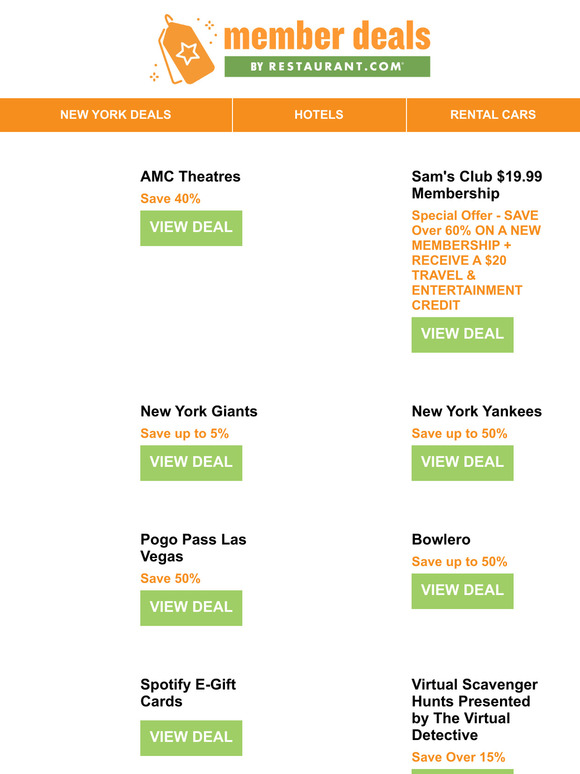 Restaurant: AMC Theatres | Sam's Club $19.99 Membership | New York ...