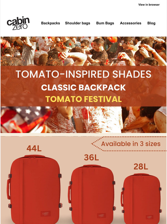 CabinZero: 🍅 CLASSIC BACKPACK - TOMATO FESTIVAL - Summer Gear with ...