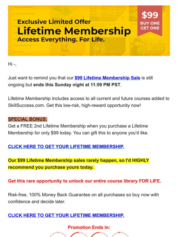 Skill Success: $99 Lifetime Membership, you in? | Milled