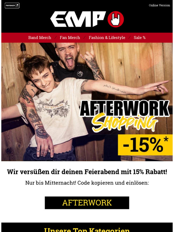 EMP: Spare satte 15% beim Afterwork Shopping! | Milled
