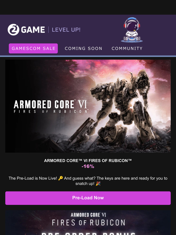 2Game: 🔥 Pre-Load ARMORED CORE VI FIRES OF RUBICON Now! | Milled