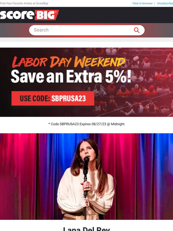 ScoreBig.com: End of Summer Savings! / Lana Del Rey / Wynonna Judd ...