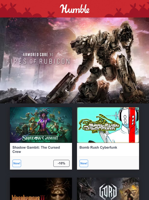 Humble Bundle: Armored Core 6, Shadow Gambit: The Cursed Crew, Bomb ...