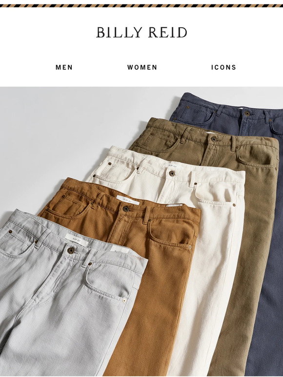 Billy Reid: Your favorite bottoms, in new colors. | Milled