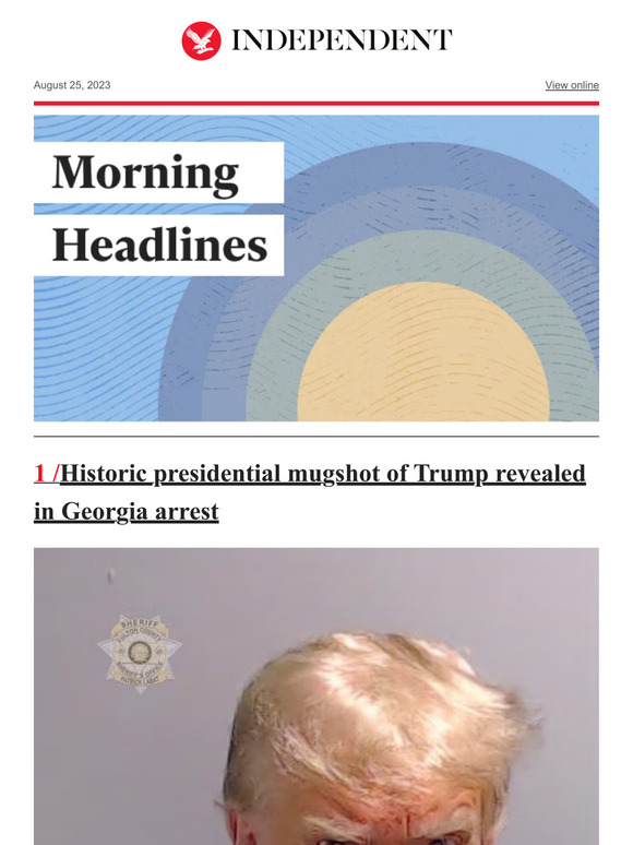 The Independent: Historic presidential mugshot of Trump revealed | Milled