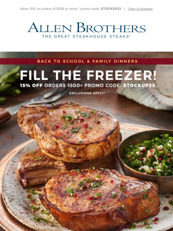 Allen Brothers: Fill the Freezer! End of Summer Savings | Milled