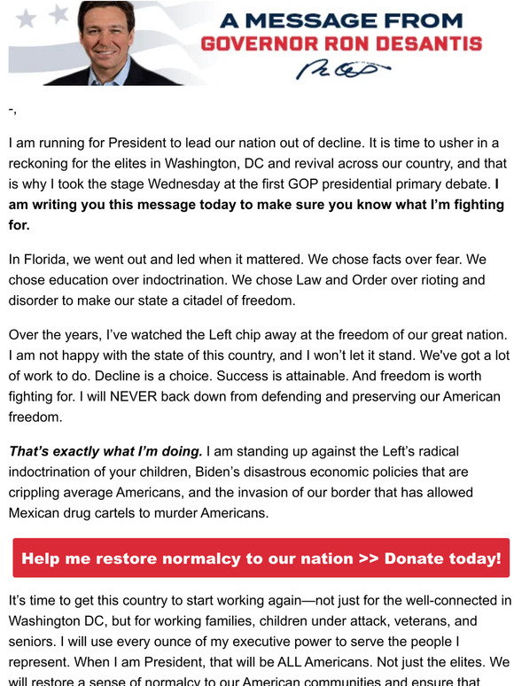 Ron DeSantis: My name is Ron DeSantis, and you heard me fight for ...