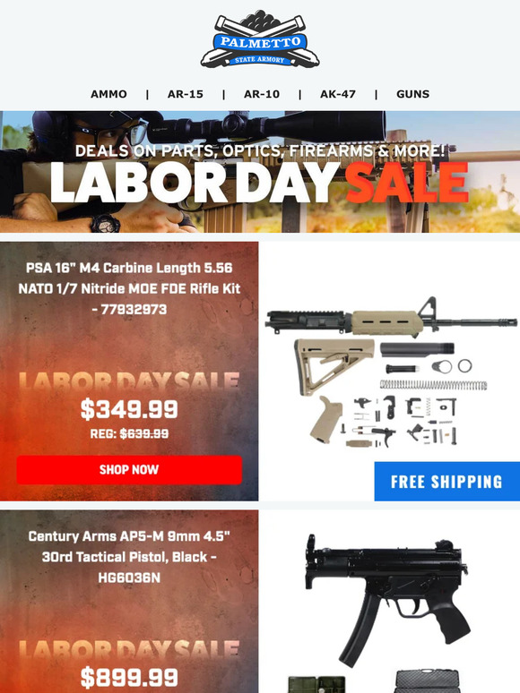 Palmetto State Armory: PSA Labor Day Sale Starts Now! | Free Shipping ...