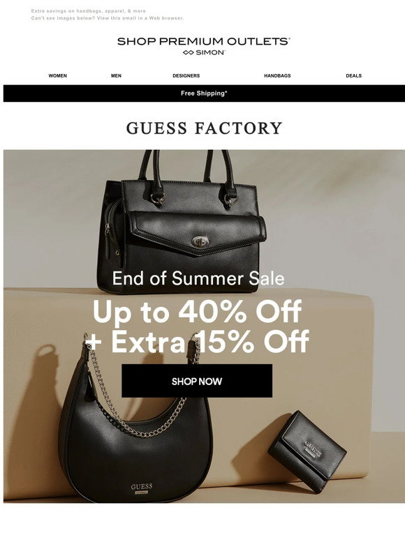 Shop Premium Outlets: GUESS Factory End of Summer Sale | Milled