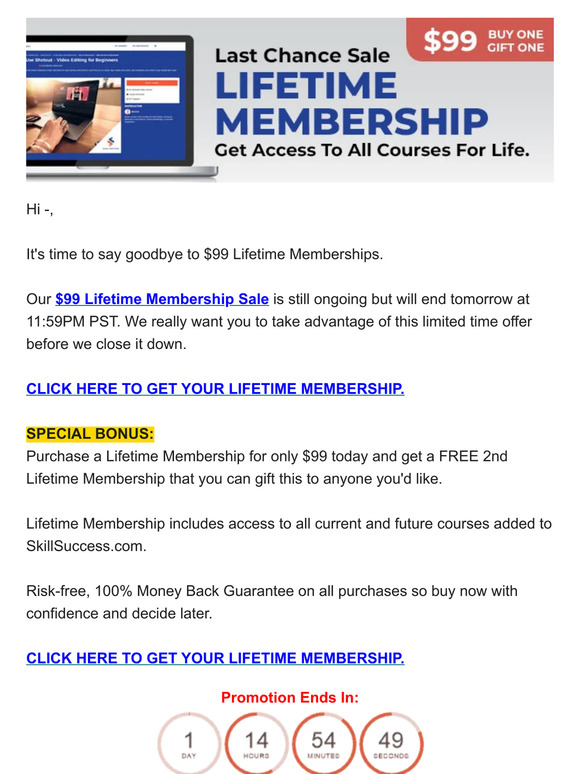 Skill Success: 👋 Saying goodbye to $99 Lifetime Membership | Milled
