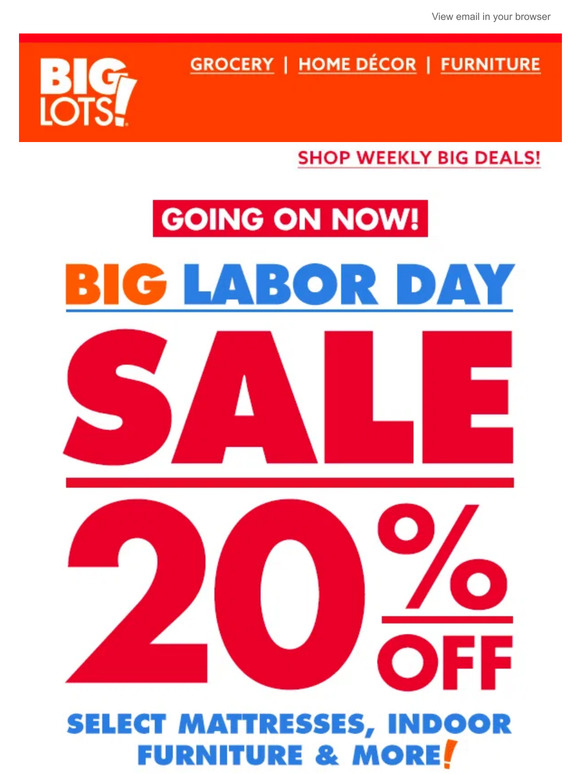 Labor day furniture sale big lots store
