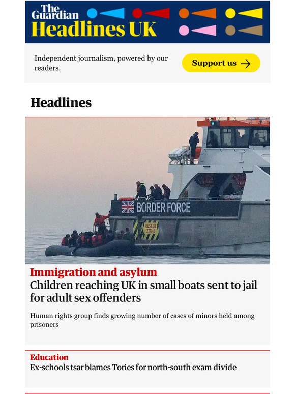 The Guardian: The Guardian Headlines: Children reaching UK in small ...