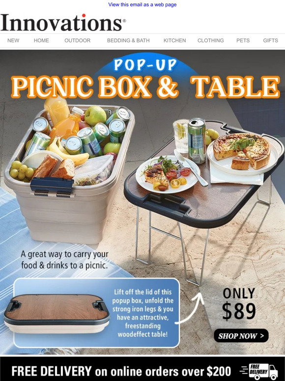 Innovations: Pop-Up Picnic Box and Table | An easy way to enjoy the ...