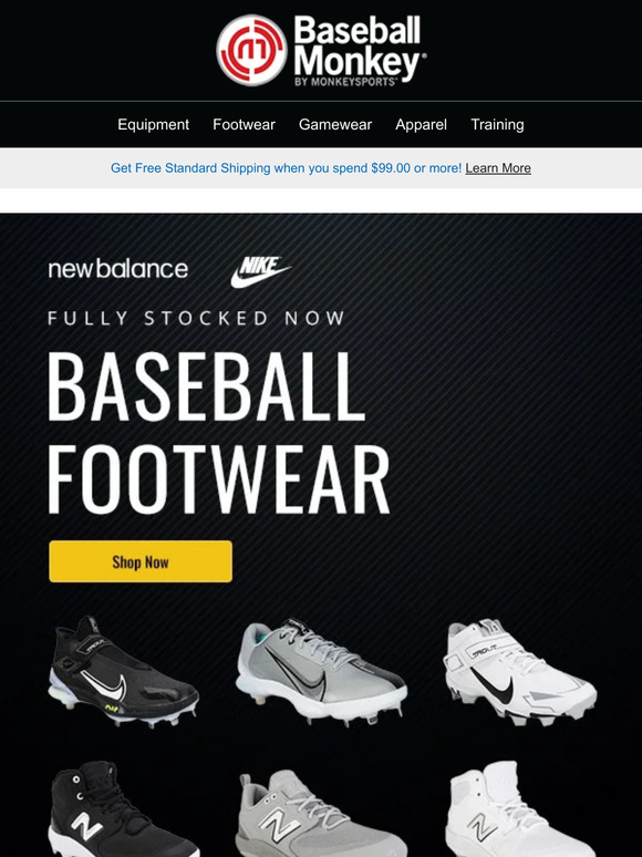 Baseball Monkey: Fully stocked with 3000v6 and Trout 8 Cleats | Milled