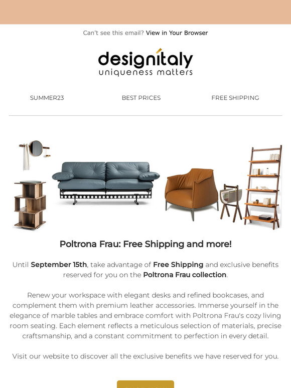 Design Italy: Poltrona Frau: Free Shipping and more | Milled