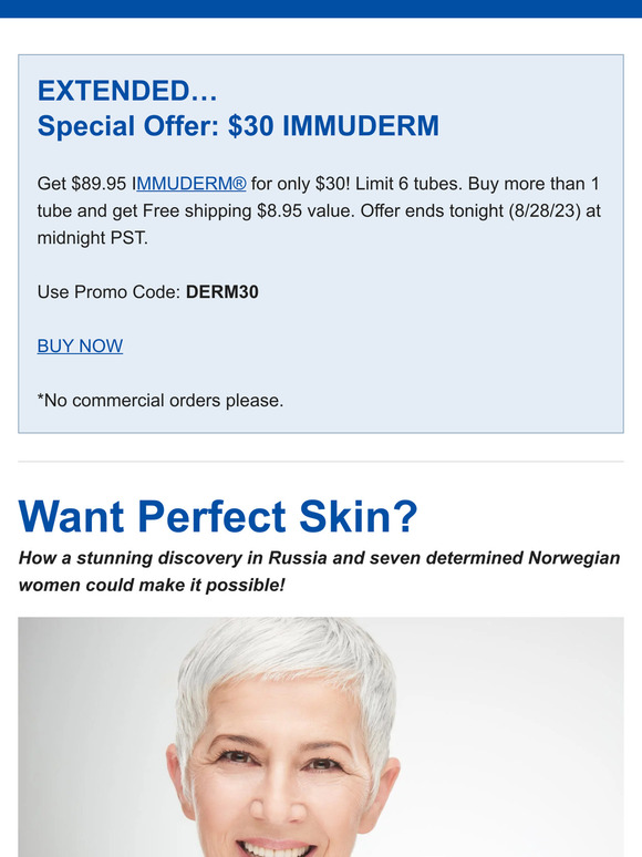 Immunocorp: $30 IMMUDERM®—EXTENDED! | Milled
