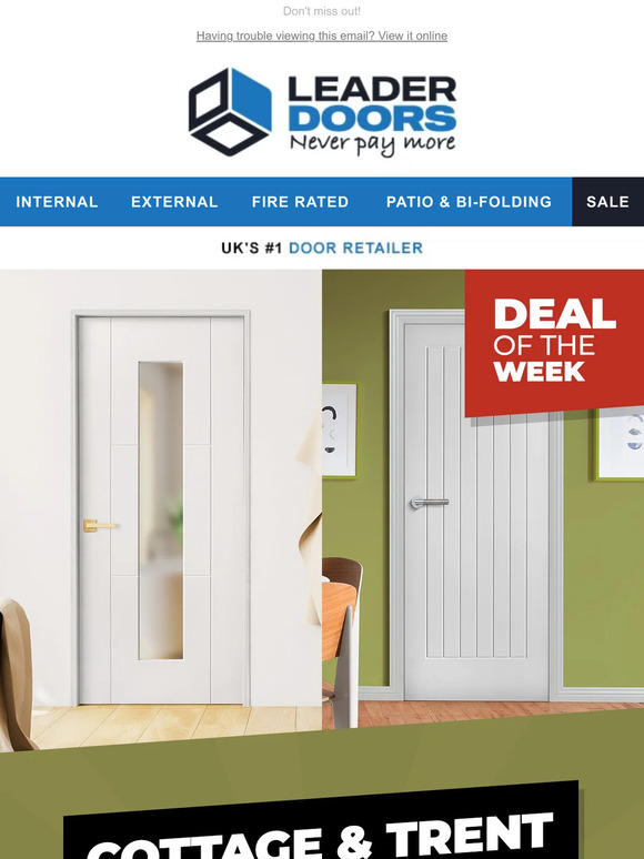 Leader Stores: WEEKLY DEAL | White Primed Cottage & Trent Doors from ...
