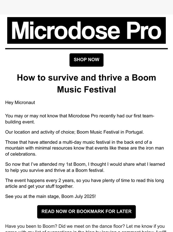 Microdose: 🥳 How to Survive and Thrive a Boom Festival | Milled