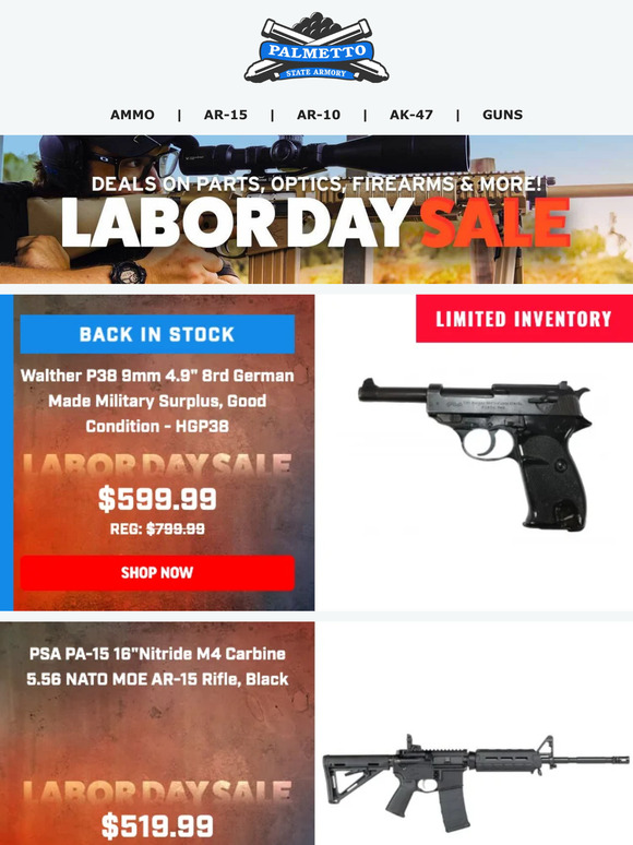 Palmetto State Armory: PSA Labor Day Sale | Back In Stock! Walther P38 ...