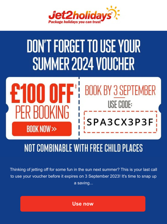 Jet2holidays: Your voucher expires this week! | Milled