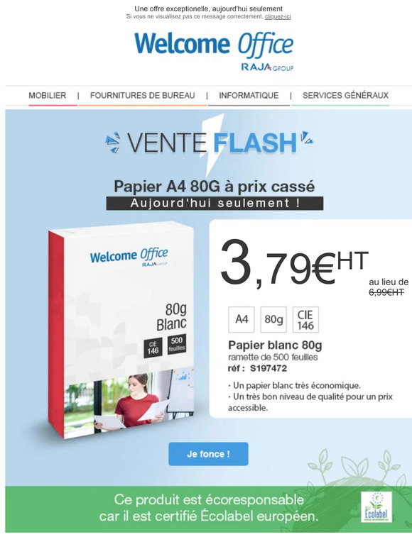 Welcome Office: Papier A4 économique à 3,79€HT seulement ! | Milled