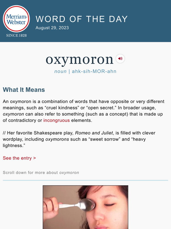 Merriam-Webster: Oxymoron - plus, Internal Conflict: Single Word ...