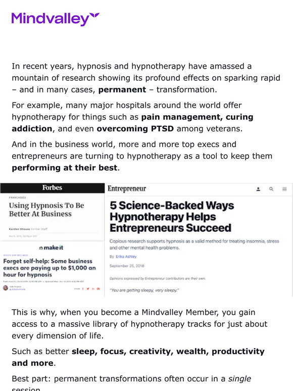Mindvalley: Why hypnosis is such a powerful for transformation | Milled