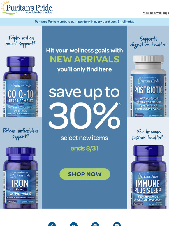 Puritan's Pride: Almost over! 30% off new items | Milled