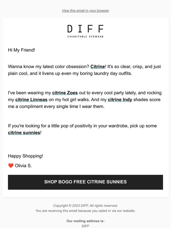 DIFF Eyewear: My Friend: Feel Clear + Bright! | Milled