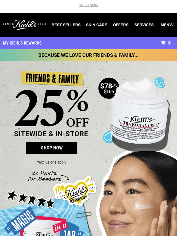 Kiehl's: FINALLY! Friends and Family is HERE! | Milled