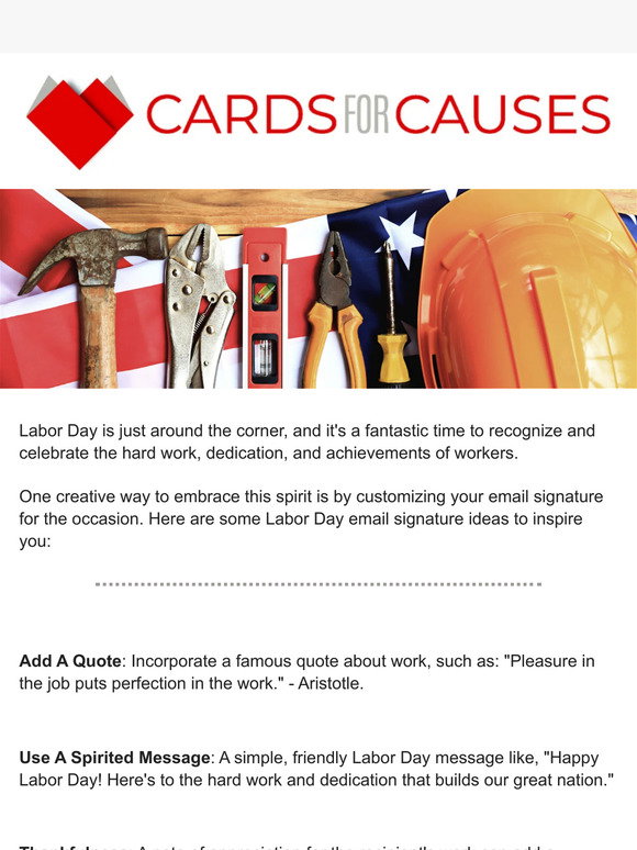Cards for Causes: Email Signature Ideas For Labor Day | Milled